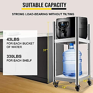 VEVOR Rice Warmer Stand 14 x 14 Inch Restaurant Equipment Stand Warmer Stand Two Undershelf Commercial Kitchen Equipment Stand Rice Warmer with Wheels and Two Brakes