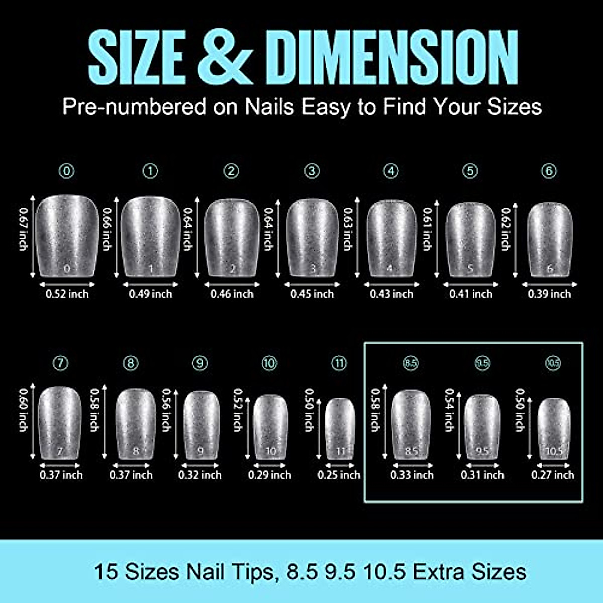 TOMICCA Extra Short Coffin Nail Tips - 450Pcs Full Cover Gel Nail Tips, Soft Acrylic Gel Nail Tips for Nail Extension, 15 Sizes Pre-shaped Double-sided Matte Fake Gel Nail Tips with Box