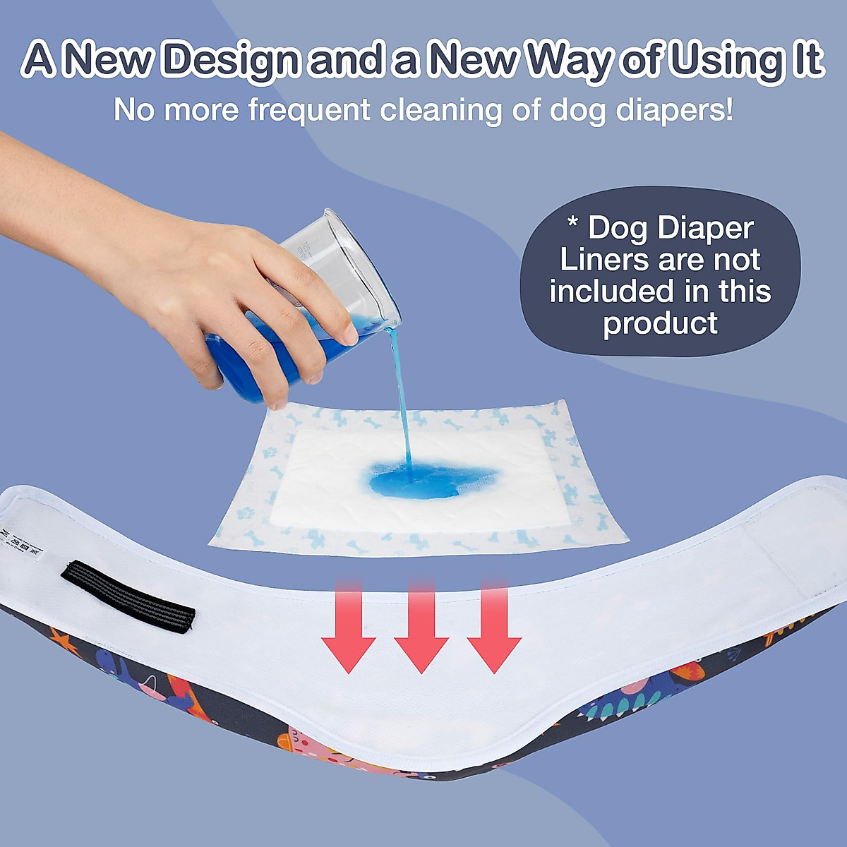 MICOOYO Male Dog Diaper Lightweight Dog Wraps Male Washable Dog Diapers Dog Belly Bands for Male Dogs, Male Dog Wraps Medium (Dinosaur,M)