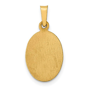 Jewelry Stores Network Hollow Satin Finish Saint Jude Thaddeus Pray For Us Words on Oval Pendant in Real 14k Yellow Gold 16x11mm