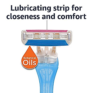 Amazon Basics 3-Blade Disposable Razors for Women, 6 Count, 2 Packs of 3 (Previously Solimo)