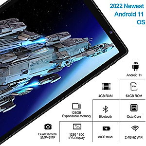 AOCWEI 2023 Tablet, 10 inch Android 11 Tablets with Octa-Core, 4GB RAM 64GB ROM, 8000 mAh Battery, Drop-Proof Case, HD IPS Touchscreen, WiFi, Bluetooth, GMS Certified, Split Screen - X500 (Green)
