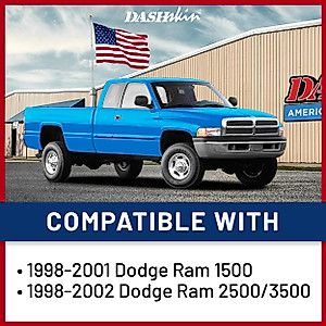 DashSkin American Made (NOT Made in China!) Molded Dash Cover Cap Compatible with 1998 1999 2000 2001 Dodge Ram 1500 (98-02 Ram 2500/3500) in Mist Grey