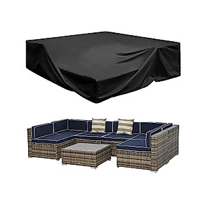 Patio Furniture Sectional Set Covers Large Waterproof Outdoor Furniture Set Covers Loveseat Set Covers Rectangle Heavy Duty 78"L x 48"W x 28"H Black