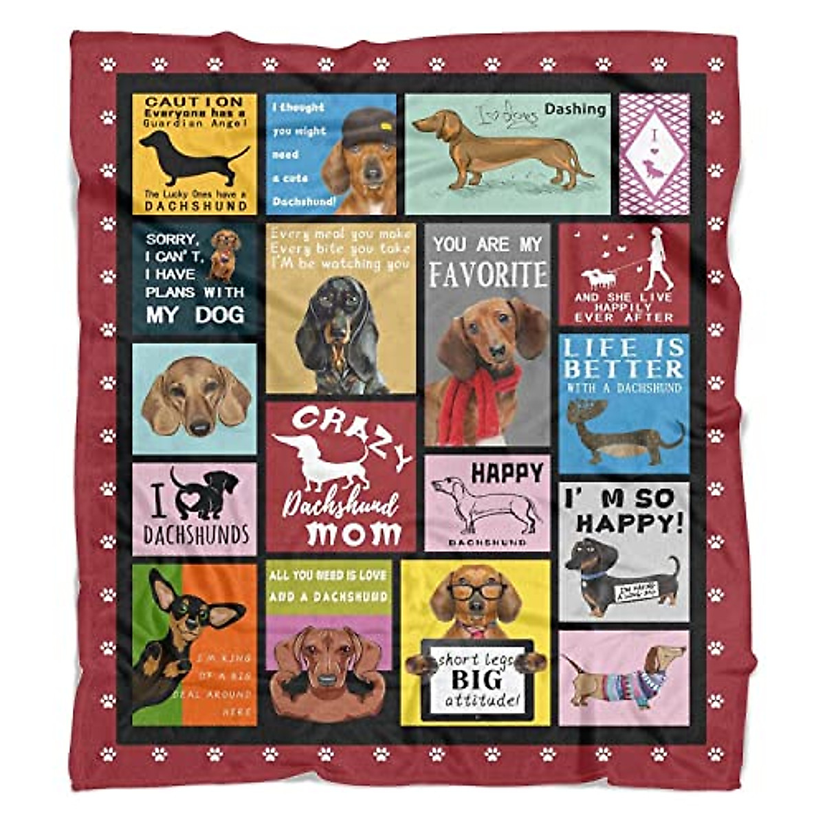 Dachshund Dog Throw Blanket Fleece Blanket Soft Warm Cozy for Sofa Couch Bed 50in*60in