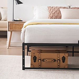IDEALHOUSE Full Size Bed Frame, 14 inch Metal Full Bed Platform Frame with 3 in 1 Steel Support, No Box Spring Needed Easy Assembly Black Sturdy Bedframe - Full