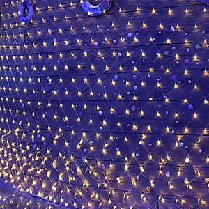 CREAMOON Christmas Net Lights Outdoor Rainproof Net Light with 8 Lighting Modes Hanging String Mesh Lights for Christmas Trees, Wedding, Garden, Party Outdoor Decorations(US Plug)