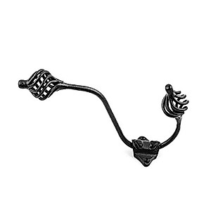 Renovators Supply Manufacturing Black Wrought Iron Wall Double Hooks Decorative Birdcage Style 8" Rust Resistant Wall Mount Dual Hooks for Coat, Robe or Hat Holder Hanger with Hardware Pack of 2