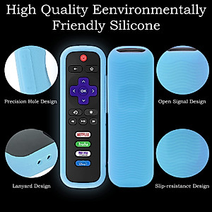 Silicone Protective Controller Sleeve for Roku | TCL Hisense Roku Remote Case Universal for Onn Roku TV Remote Cover with Tracker,Glow in The Dark