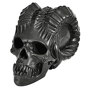 MYard Fireproof Demon Fire Pit Skull (Hollow, Flame from Eye Holes) Gas Log for Fireplace, Firepit, Camp Fire, Halloween Decor (Demon Black Skull, 1pk)