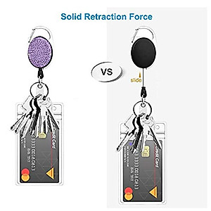 Retractable Badge Holders with Bling Rhinestones Crystal, Badge Reel with Belt Clip and Key Ring, 24 inches Thick Kevlar Pull Cord. (4pcs- Silver, Black, Pink and Purple)