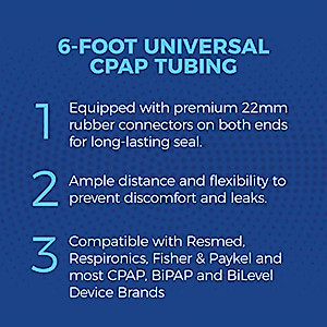 CPAP Tube by Snugell | 6-Foot Universal CPAP Tubing | Compatible with All Major CPAP Machines and Most CPAP, BiPAP and BiLevel Device Brands