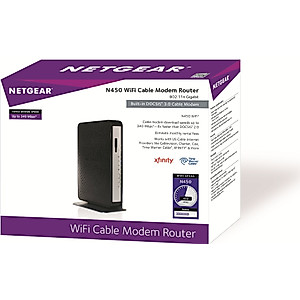 NETGEAR N450-100NAS (8x4) WiFi DOCSIS 3.0 Cable Modem Router (N450) Certified for Xfinity from Comcast, Spectrum, Cox, Cablevision & More (Renewed)