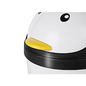 Penguin Plastic Trash Can with Lid Bedroom 7.5 Liter /2 Gallon Garbage Can Children Room Garbage Can Swing Lid Wastebasket Dustbin Organizer, White