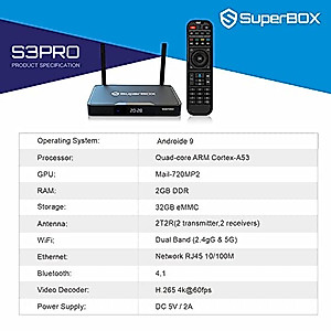 Authorized Seller 2023 Newest Super Box S3 PRO TV Box with Voice Remote，Detailed Install Instructions (2GB RAM + 32GB ROM)