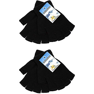 SATINIOR 4 Pairs Winter Half Finger Gloves Knitted Fingerless Mittens Warm Stretchy Gloves for Men and Women (Black, Navy)