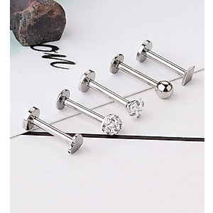 Udalyn 20 Pcs Stainless Steel Labret Studs Lip Rings for Men Women Nose Studs Cartilage Earrings Tragus Helix Piercing Jewelry 16G