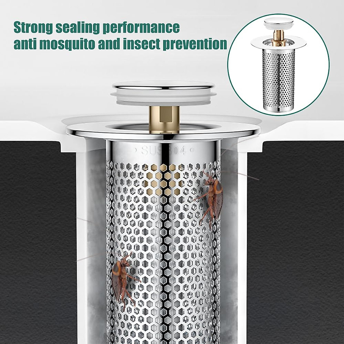 Bathroom Sink Stopper Hair Catcher, 2024 New Bathroom Sink Drain Strainer, Pop Up Drain Strainer with Removable Filter Basket Hair Catcher, Universal Strainer for Bathroom Kitchen (1.96*1.29in 2PCS)