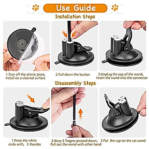 HOSFROLL Cat Toys Wand, Interactive Cat Toy with Super Suction Cup Sticky Detachable 12 PCS Feather Replacements 2 Wands Cat Spring Feather Toys for Indoor Cats Kitten Toys (8 Toys Double Headed)