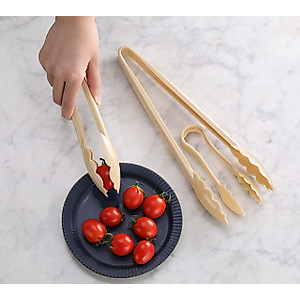 New Star Foodservice 35629 Utility Tong, High Heat Plastic, Scalloped, 9 inch, Set of 12, Beige