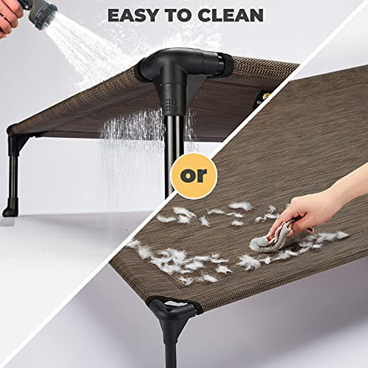 Veehoo Cooling Elevated Dog Bed, Outdoor Raised Dog Cots Beds with Washable & Breathable Mesh, No-Slip Rubber Feet, Portable Chewproof Pet Bed for Indoor & Outdoor, X-Large, Brown