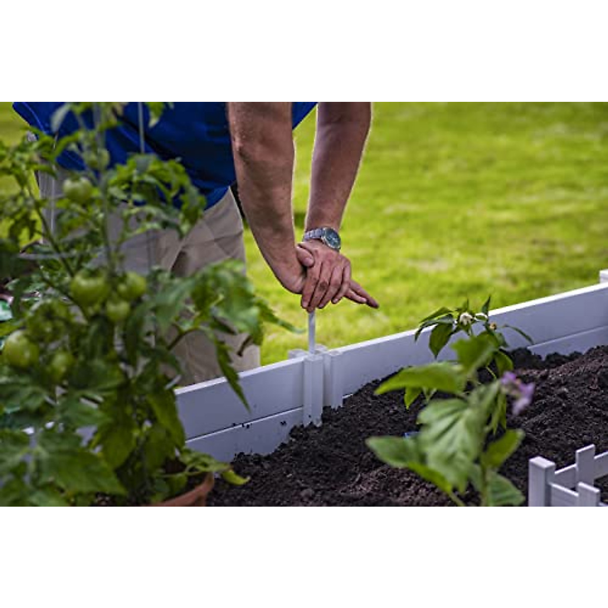 Vita Classic 6 Foot x 6 Foot x 22 inch White Vinyl Keyhole Garden with Composting Basket, BPA, Pthalate Free, VT17107