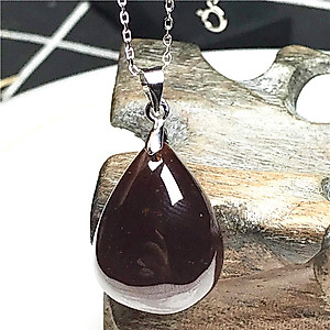 DUOVEKT Garnet Pendant Necklace,Natural Raw Red Garnet Jewelry for Women Lady Man Crystal 22x17x8mm Beads Water Drop Gemstone AAAAA
