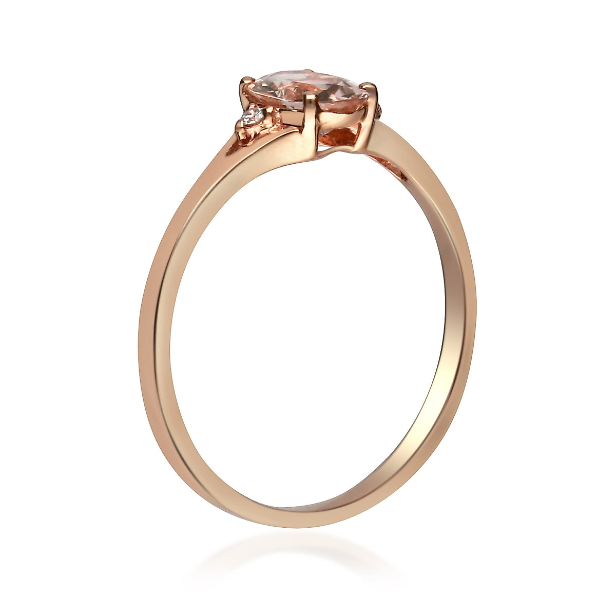 Gin & Grace 10K Rose Gold Natural Diamond(I1,I2) & Genuine Morganite Statement Propose Promise Ring for Women