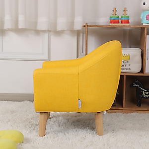 Getifun Single PVC Kids Sofa Chair, Toddler Sofa Couch with Wooden Legs, Children Armchair for Children Gift (Yellow)