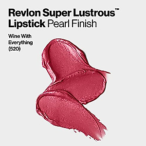 Revlon Super Lustrous Lipstick, High Impact Lipcolor with Moisturizing Creamy Formula, Infused with Vitamin E and Avocado Oil in Berries, Wine With Everything (525) 0.15 oz