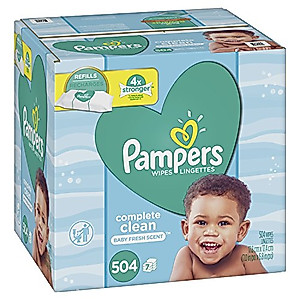 Baby Wipes, Pampers Baby Diaper Wipes, Complete Clean Scented, 7 Refill Packs for Dispenser Tub, 504 Total Wipes