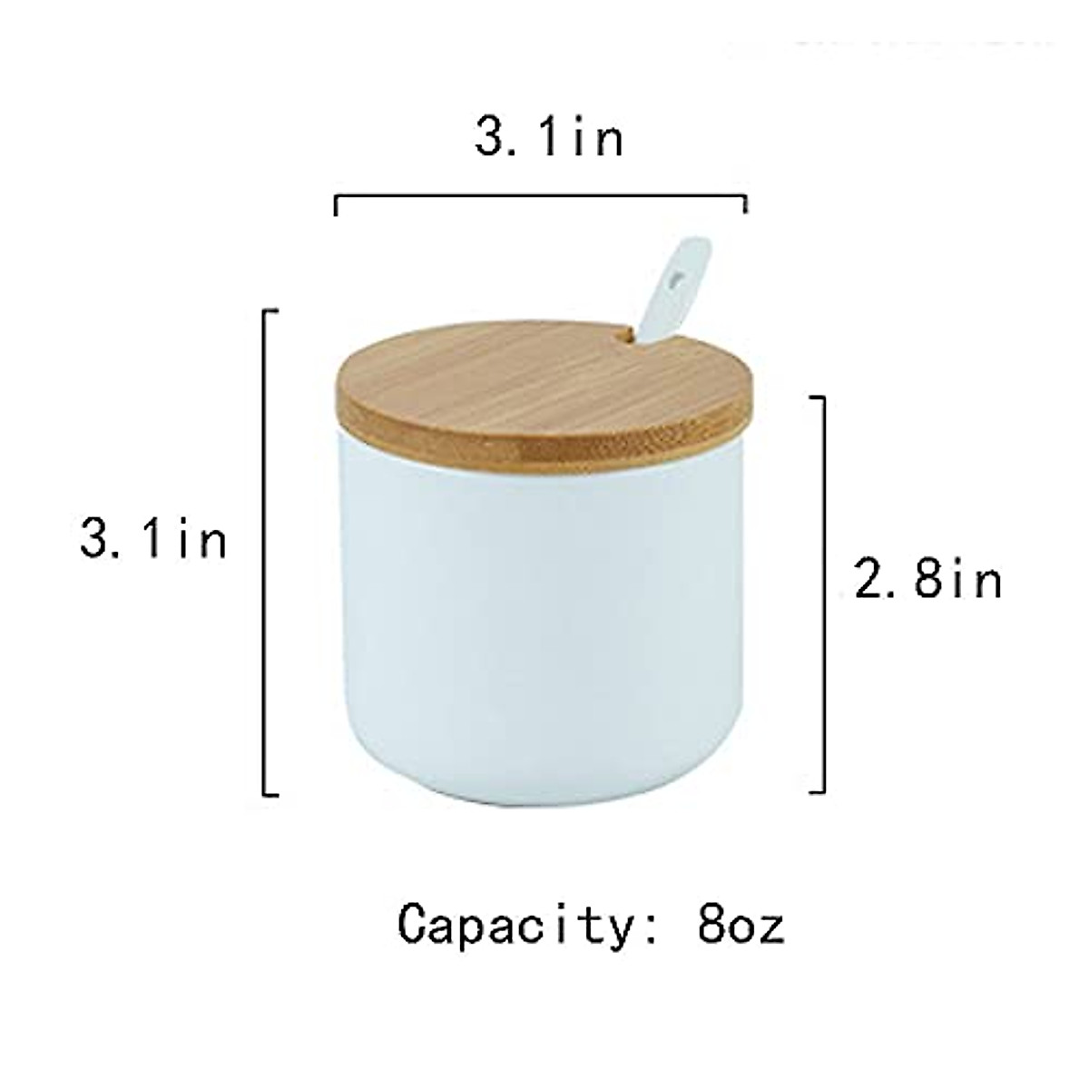 RockTrend Simple Pure Color Ceramic Spice Jar Seasoning Box Condiment Pot Sugar Bowl with Bamboo Lid and Spoon