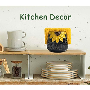 GABROC Sunflower Sponge Holder for Kitchen Sink Kitchen Dish Sponge Holder Ceramic Kitchen Sink Sponge Holder Yellow Sink Caddy Kitchen Sink Organizer Decor for Kitchen