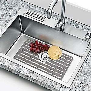 NICE DAY Sink Mat, Sink Protectors for Kitchen Sink By Better Housewares Wok Stand Strong Adsorption And Skid Resistance PVC Free Silicone Sink Mat 16" x 13", Large