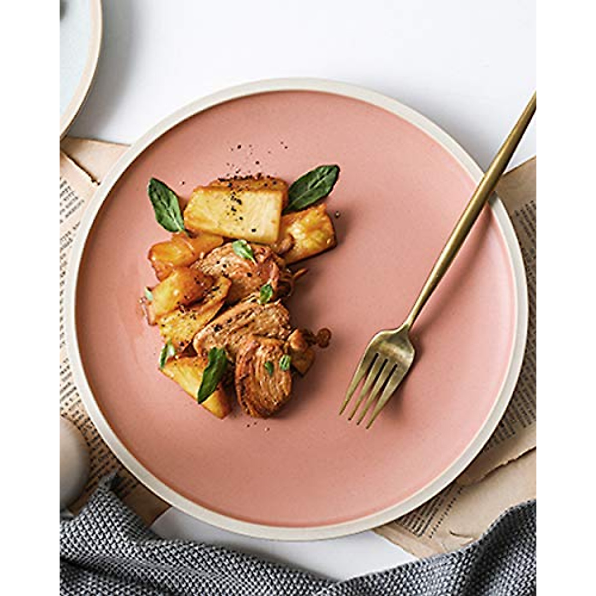 MDZF SWEET HOME 10.4-Inch Porcelain Dinner Plates Set, Pasta Serving Plates Matte Glaze Dessert Dishes - Set of 4