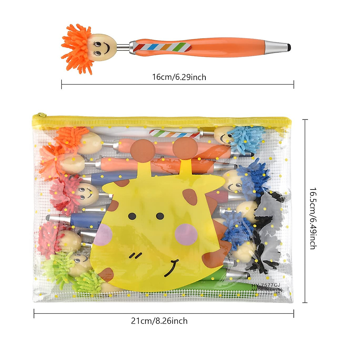 3-in-1 Stylus Pen Screen Cleaner Ballpoint Pen for School and Office Mop Head Pen with Pen Case (24)