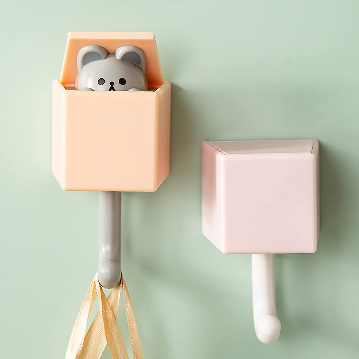 Cute Animal Wall Hooks for Hanging-1PC Creative Pet Hooks for Coat, Scarf, Hat, Towel, Key, Bag, Utility Animal Hook for Wall Hanging Decorations (01_Pink)