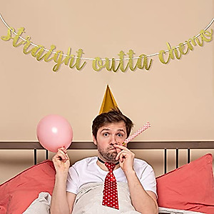 Straight Outta Chemo Banner, Cancer Survivor Party Decortions, Cancer Free, Life Party Bunting Garlands Supplies (Gold Glitter)