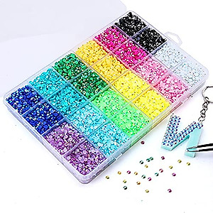 Sunfairy 24000Pc 4mm Nail Art Rhinestones Mixed Colors Round Gemstone Glitter Crystal Nail Flat Jelly Rhinestones Shiny Colorful Nail Stone Gems Design Flatback Rhinestone Kit for Nail Crafts