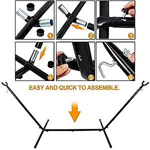 SUPER DEAL Portable 9FT Hammock Stand, Heavy Duty 2 Person 620 LBS Capacity Steel Hammock Frame with Portable Carrying Case, Adjustable 6 Optional Hook Positions, Weather Resistant