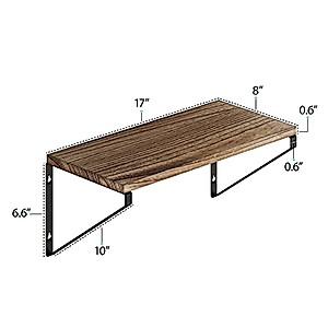 brightmaison BGT Mino Floating Shelves, 17"x8" Bookshelf for Living Room Decor Wall Shelves Bedroom Decor Kitchen Organization Bathroom Shelves Set of 3, Burnt Finish