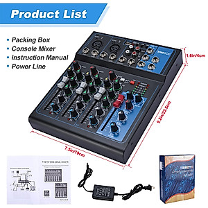 Professional 4/7 Channel Live Studio Audio Sound USB Compact DJ Mixer Mixing Console (4 Channel)