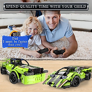 STEM Toy Building Toys Gifts for Age 6, 7, 8, 9, 10, 11, 12 Years Old Kids, Boys, Girls, 2-in-1 Remote Control Racing Car Racecar Building Block, 335 Pcs DIY Building Kit, Engineering Construction Toy