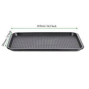 MAHIONG 12 Pack 16 x 12 Inch Black Fast Food Tray, Large Rectangular Restaurant Serving Trays, Plastic Cafeteria Trays School Lunch Trays