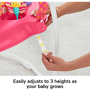 Fisher-Price Baby Bouncer Pink Petals Jumperoo Activity Center with Music Lights Sounds and Developmental Toys