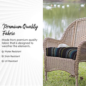 RSH Décor: 3 Piece Tufted Wicker Settee and Chair Cushion Set | Indoor/Outdoor All Weather Polyester Pattern Fabric | Reversible | 1 Loveseat 41”x19 & 2 U-Shape Cushions 19"x19" | Blue Tan Crab