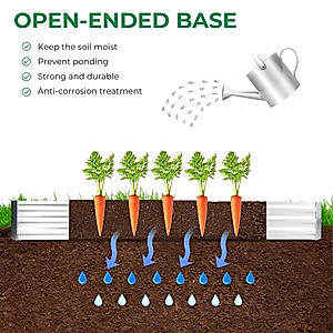 iPower Galvanized Raised Garden Bed Kit Adjustable Size Thickened Metal Planter Box Outdoor for Flowers Vegetables and Herb, 8x4x1ft, 8 x 4ft, Silver