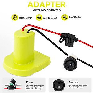 Power Wheel Adapter for Ryobi One+ 18V P108 P107 P102 P100 Li-ion & Ni-Cd Battery,Power Connector for Rc Toy & Car,12 Gauge Robotics Rc Truck（with 30A Fuse & Switch & Wire terminals）（1 Pack