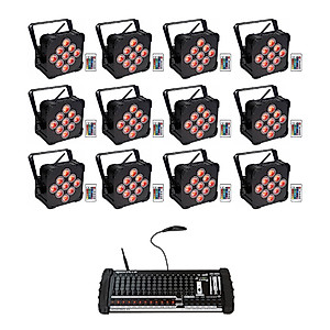 (12) Rockville BEST PAR 60 Battery Wash Lights Wireless DMX+384 Ch. Controller