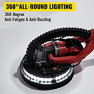 VEVOR Electric Drywall Sander 850W with LED Strip Light, Foldable Sheetrock Sander with Extendable Handle Variable Speed 800-1750RPM,Drywall Sander with 6 Sand Pads